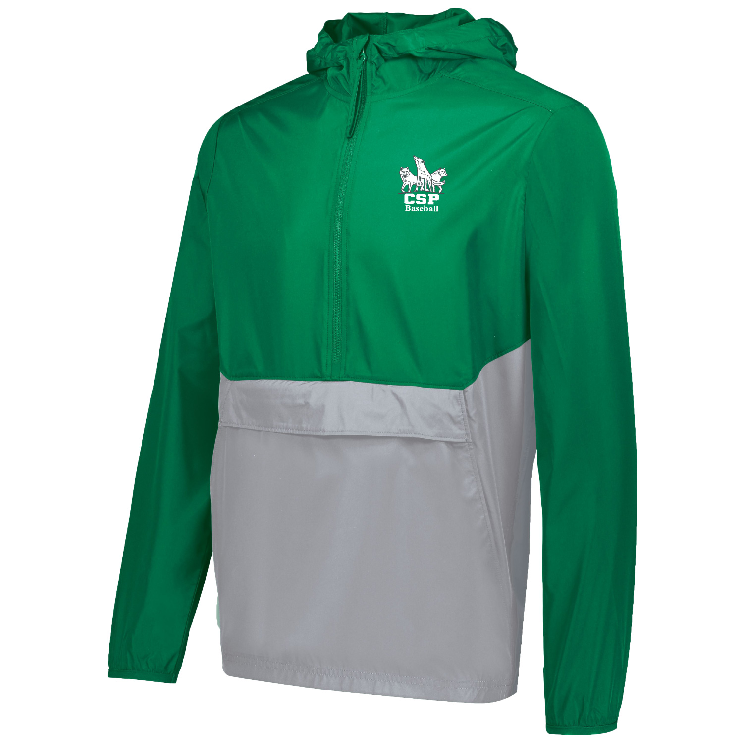 CSP Baseball - Packable Windbreaker - Kelly Green and Gray EMBROIDERED ...